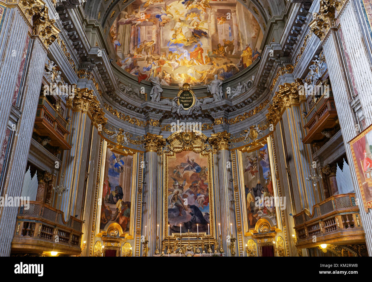 ROME, ITALY, JUNE 16, 2015 : Frescoes of Andrea Pozzo on sant Ignazio ...