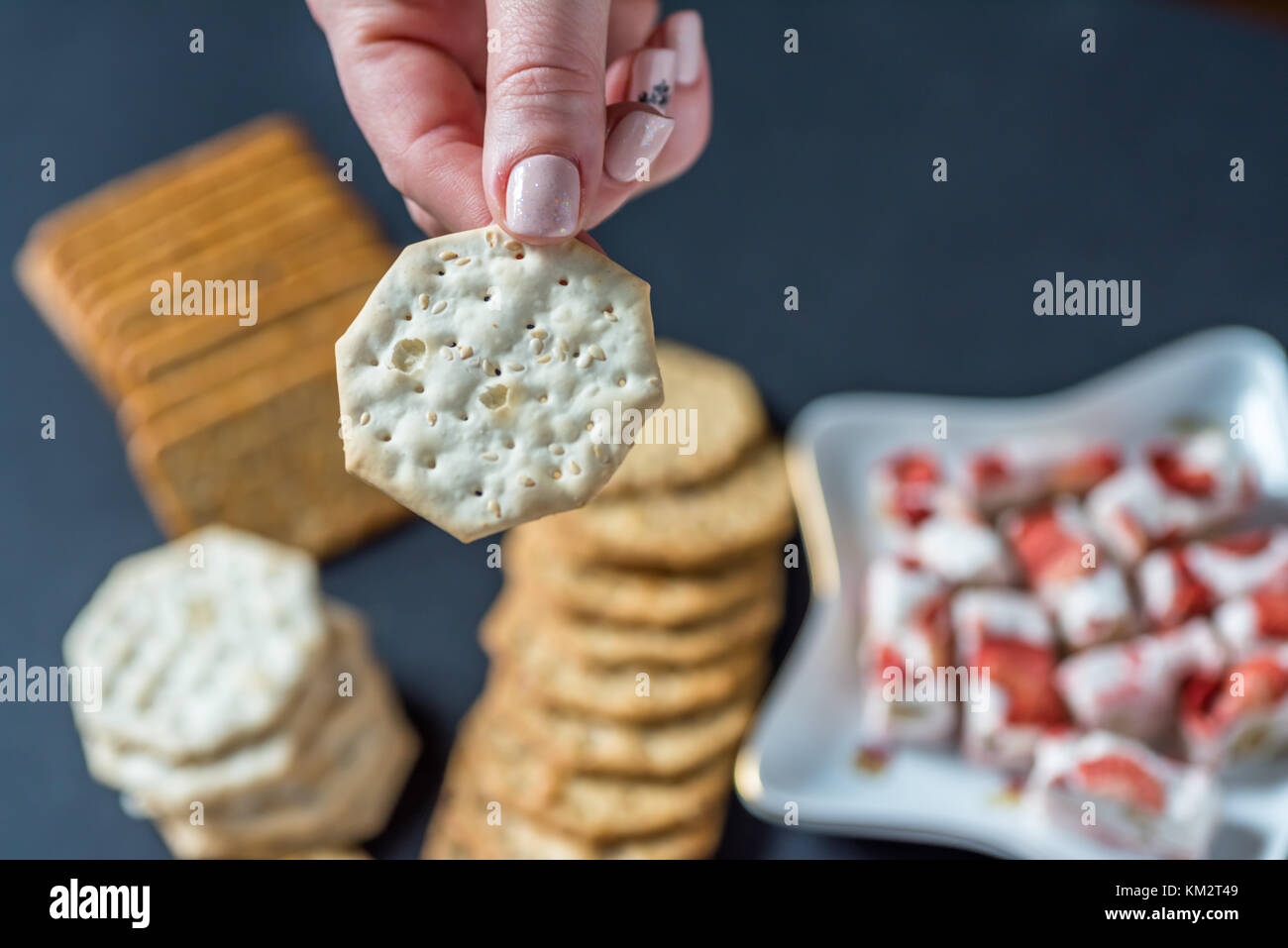 Closeup View Female Hands Holding Christmas Crackers Stock Photo - Alamy