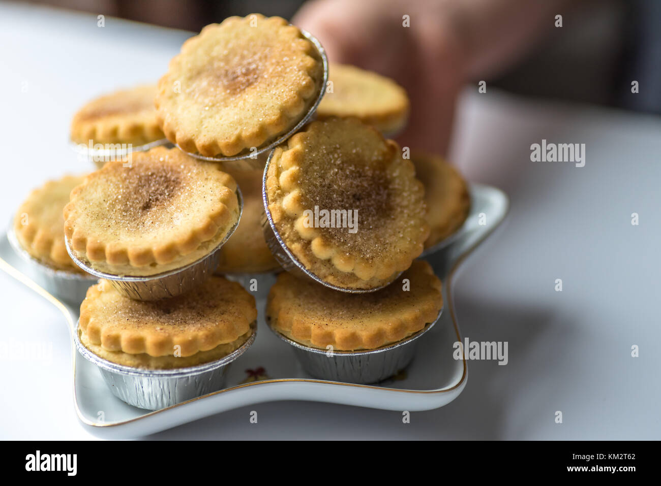 Closeup View Spicy Christmas Mince Pies on Star Shape Plate Stock Photo ...