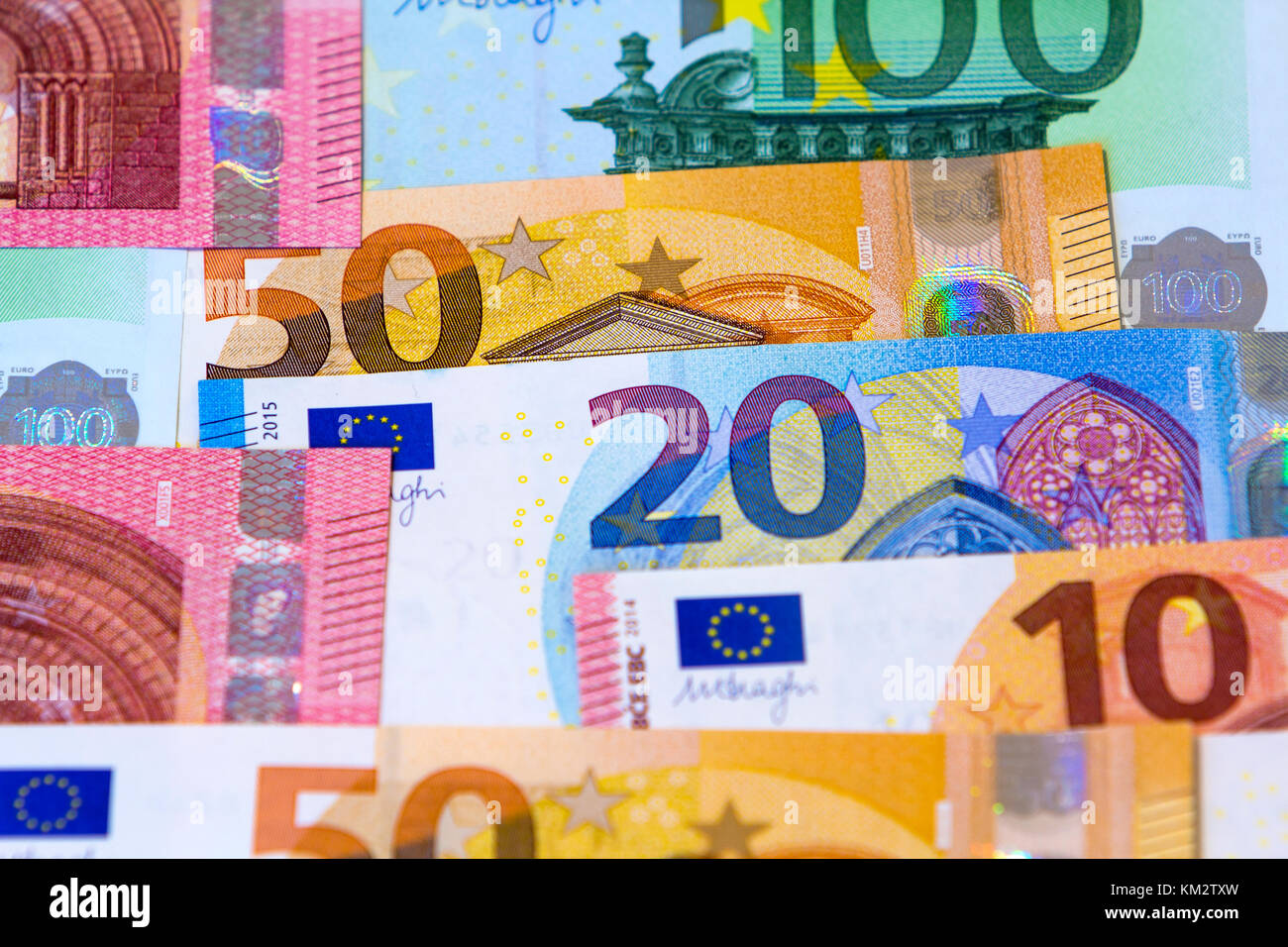 Different euro money banknotes for usage as background Stock Photo - Alamy
