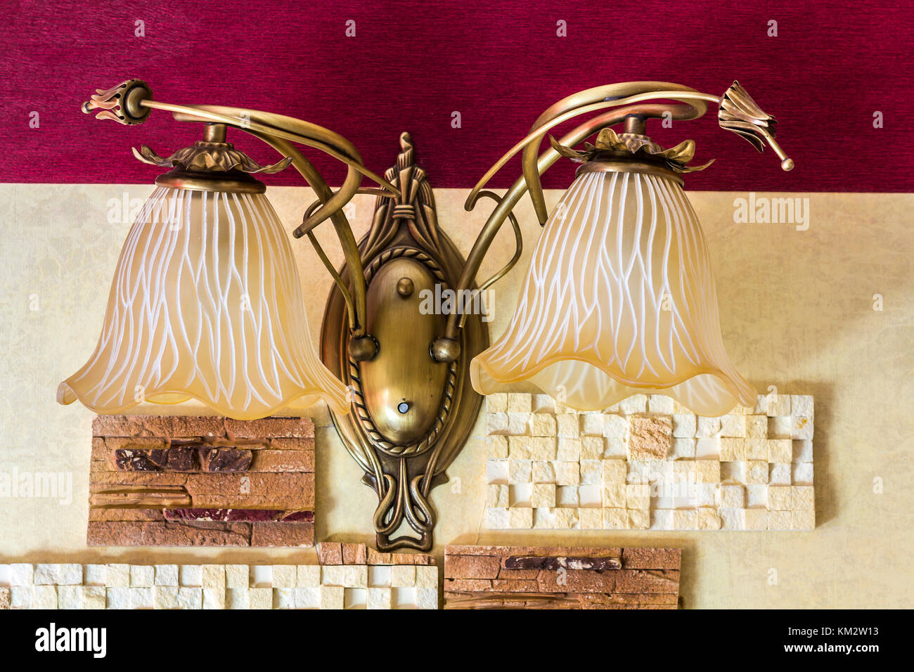 Decorative lamp on a wall. Interior detail Stock Photo - Alamy