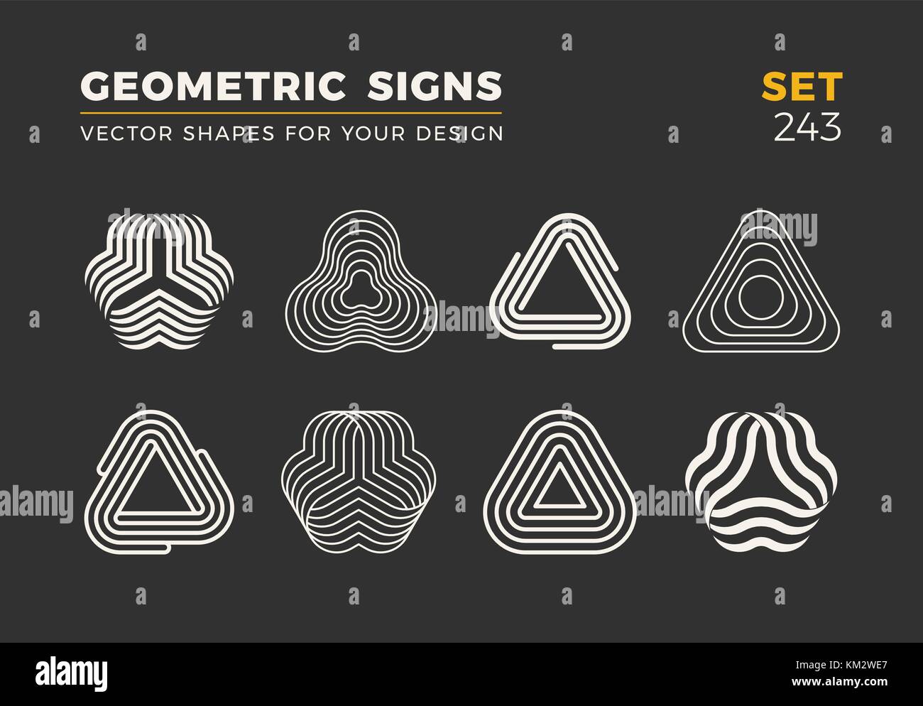 Set of eight minimalistic trendy shapes. Stylish vector logo emblems ...