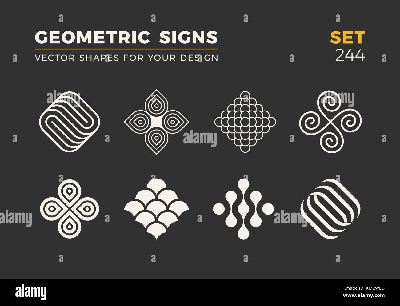 Set of eight minimalistic trendy shapes. Stylish vector logo emblems ...