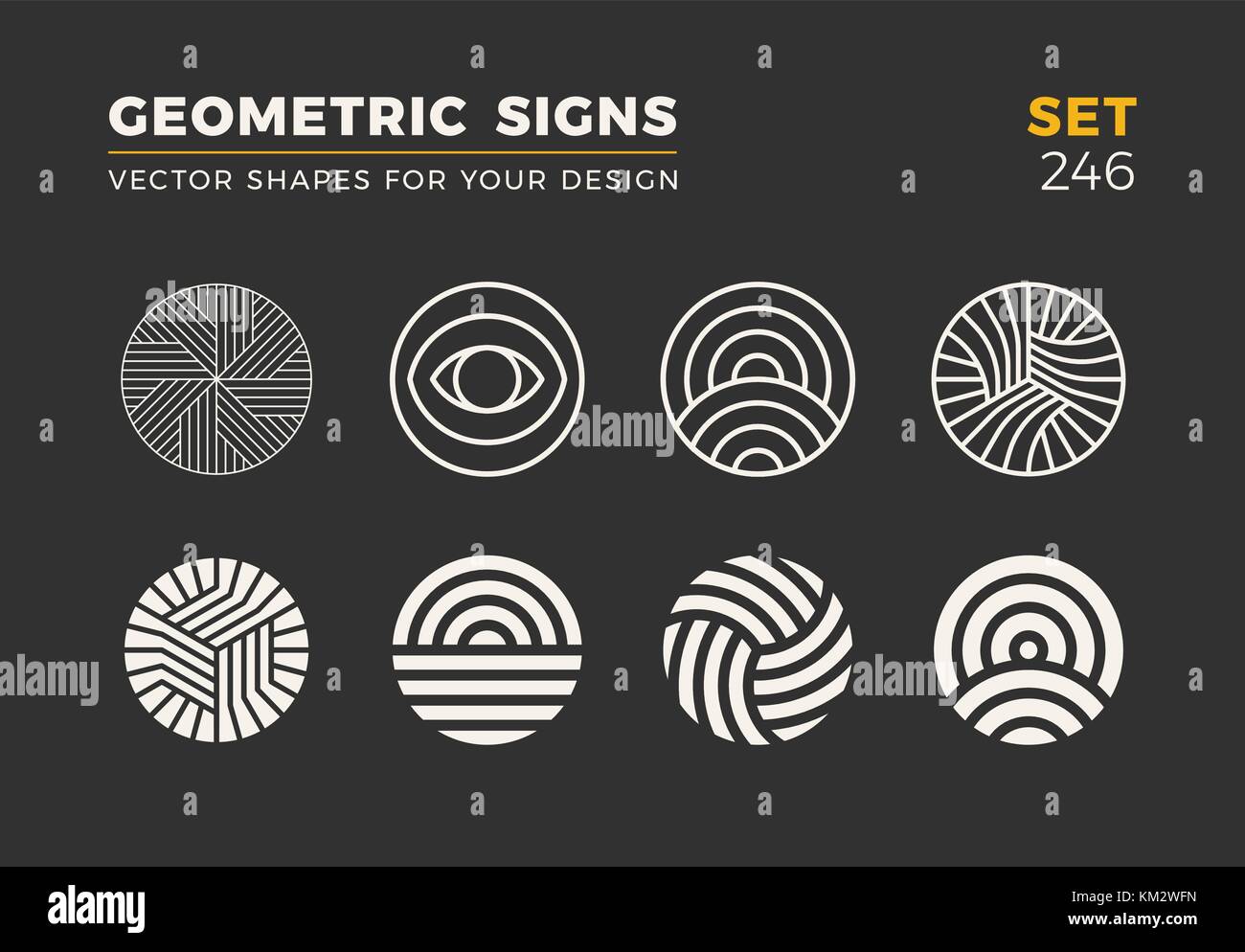 Set of eight minimalistic trendy shapes. Stylish vector logo emblems ...