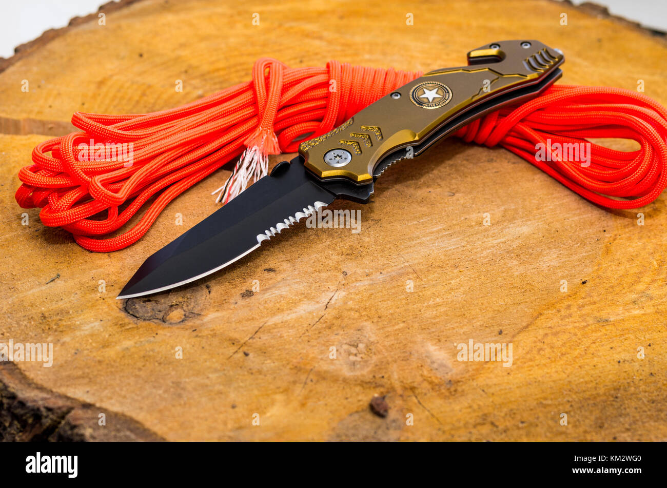 Folding knife with stap cut and cullet Stock Photo - Alamy