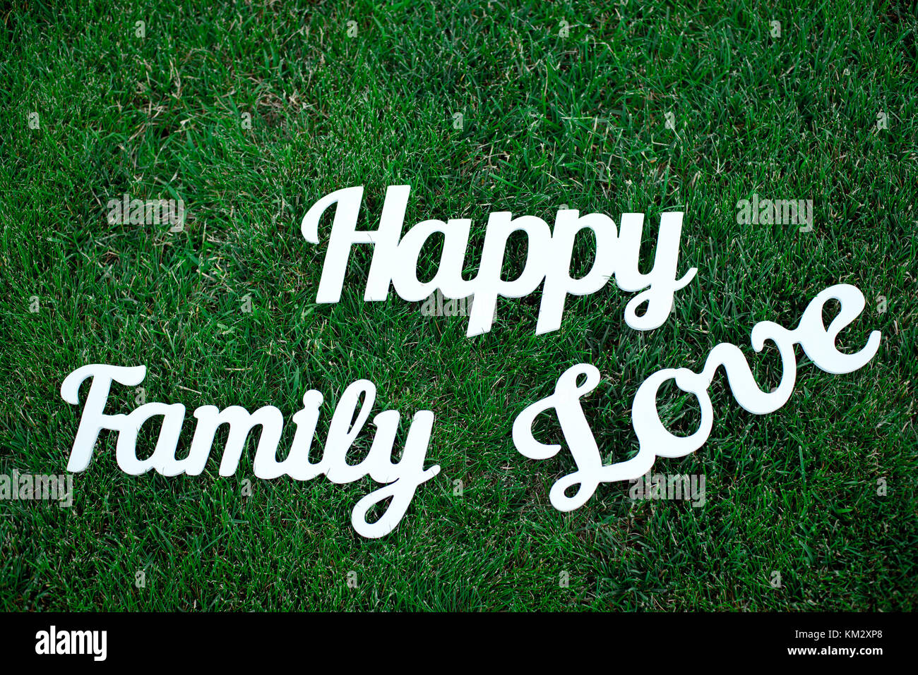 famaly concept, words on grass, happy love family Stock Photo - Alamy