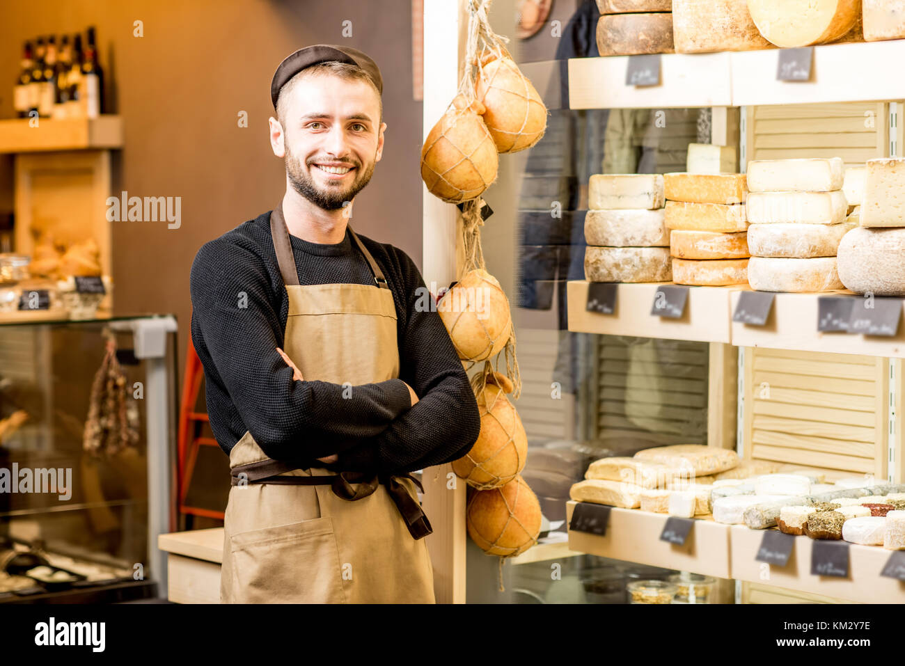 Cheese seller portrait Stock Photo - Alamy