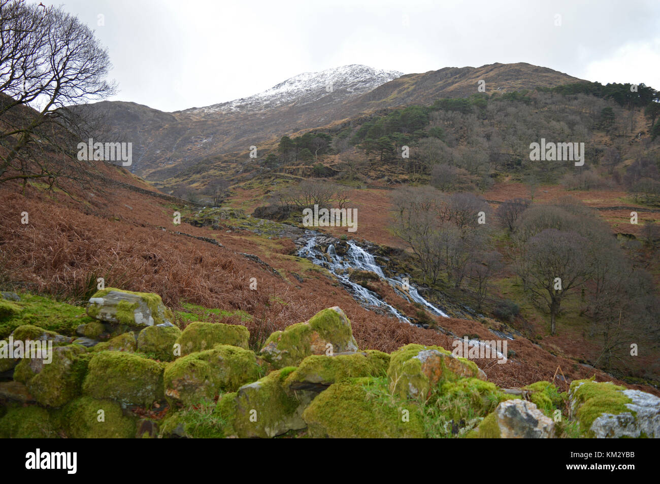 Waterfall on Watkin Path Snowdonia Stock Photo - Alamy
