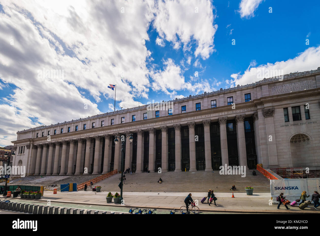 New York, USA - April 24, 2015: Street view on James Farley Post Office ...