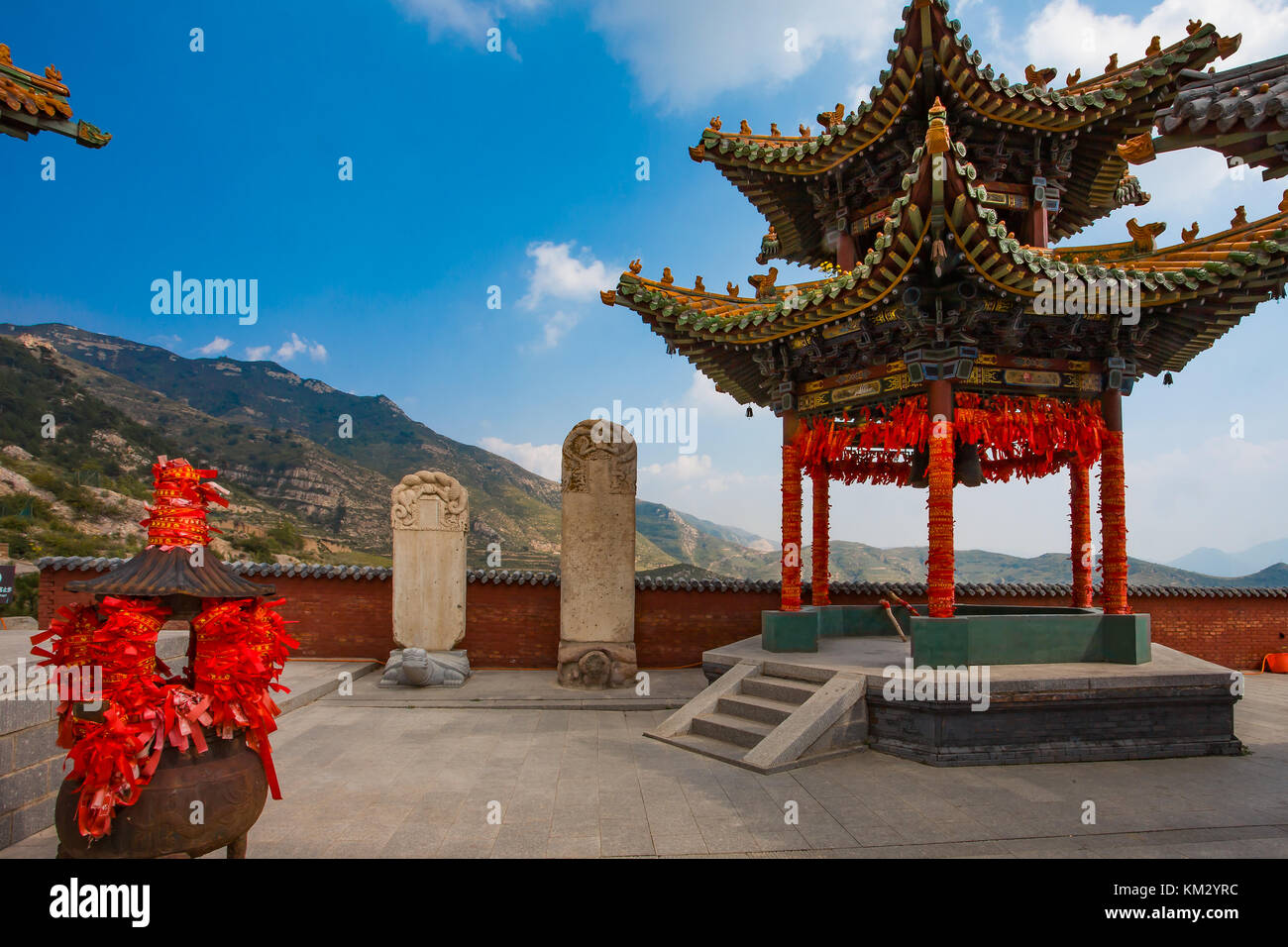 Mountain scenery from a temple courtyard Stock Photo - Alamy