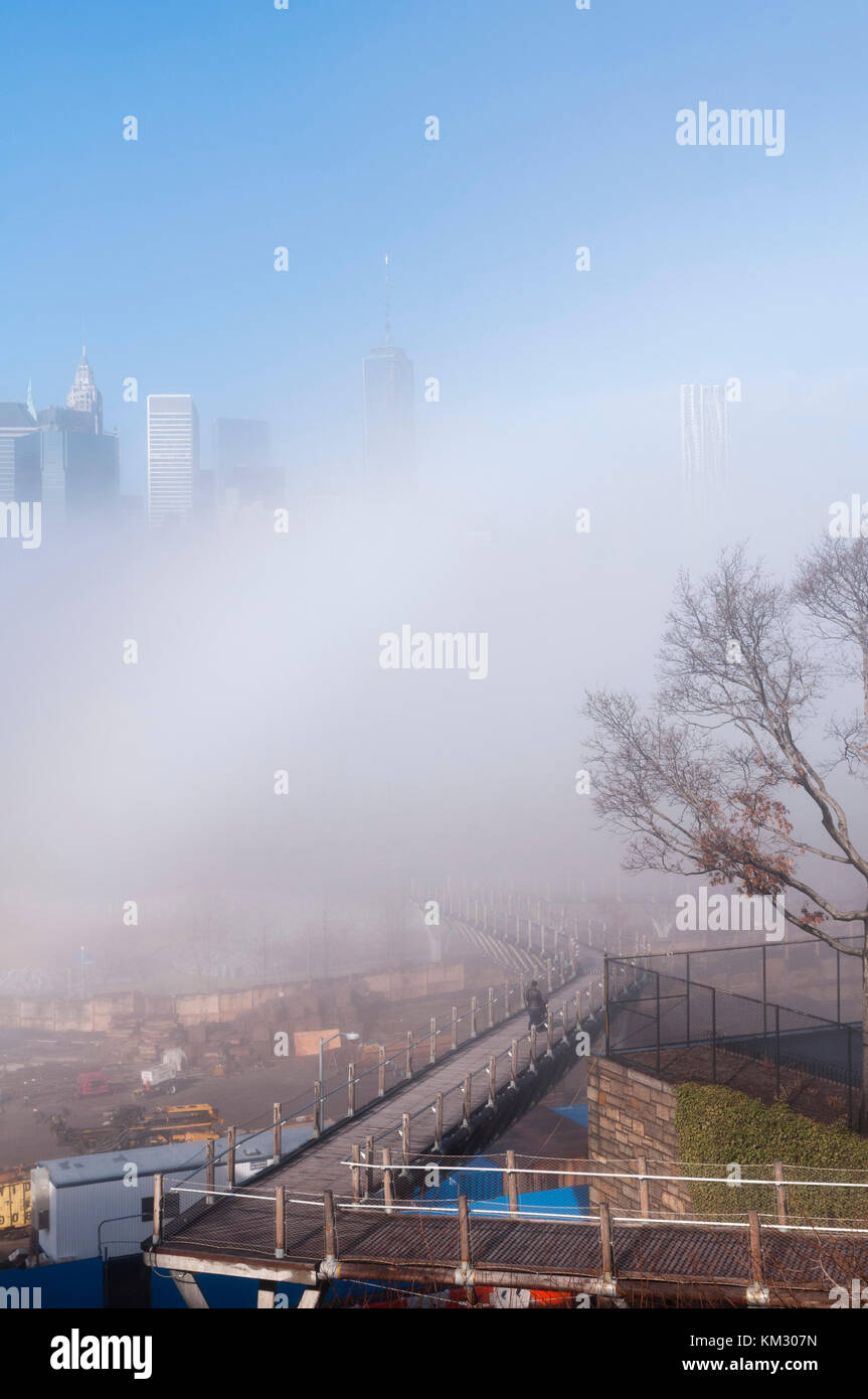 View of the skyline in the morning mist, New York City, USA Stock Photo ...
