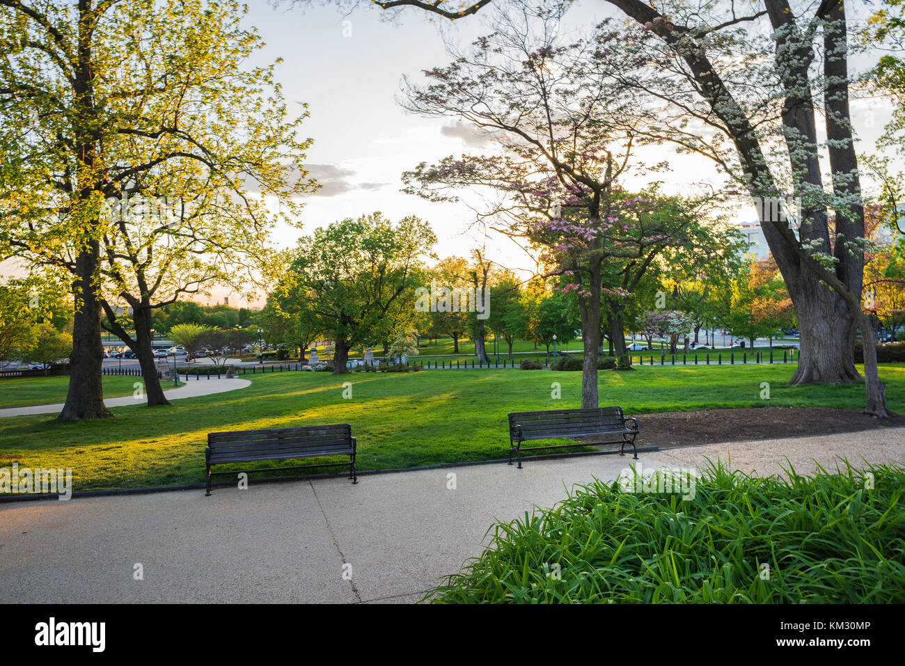 Washington, USA - May 3, 2015: Path in the park in the National Mall in ...