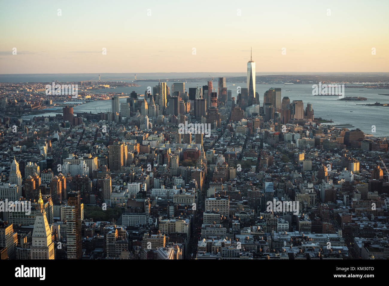 Aerial view from Observatory deck on Downtown Manhattan and Lower ...