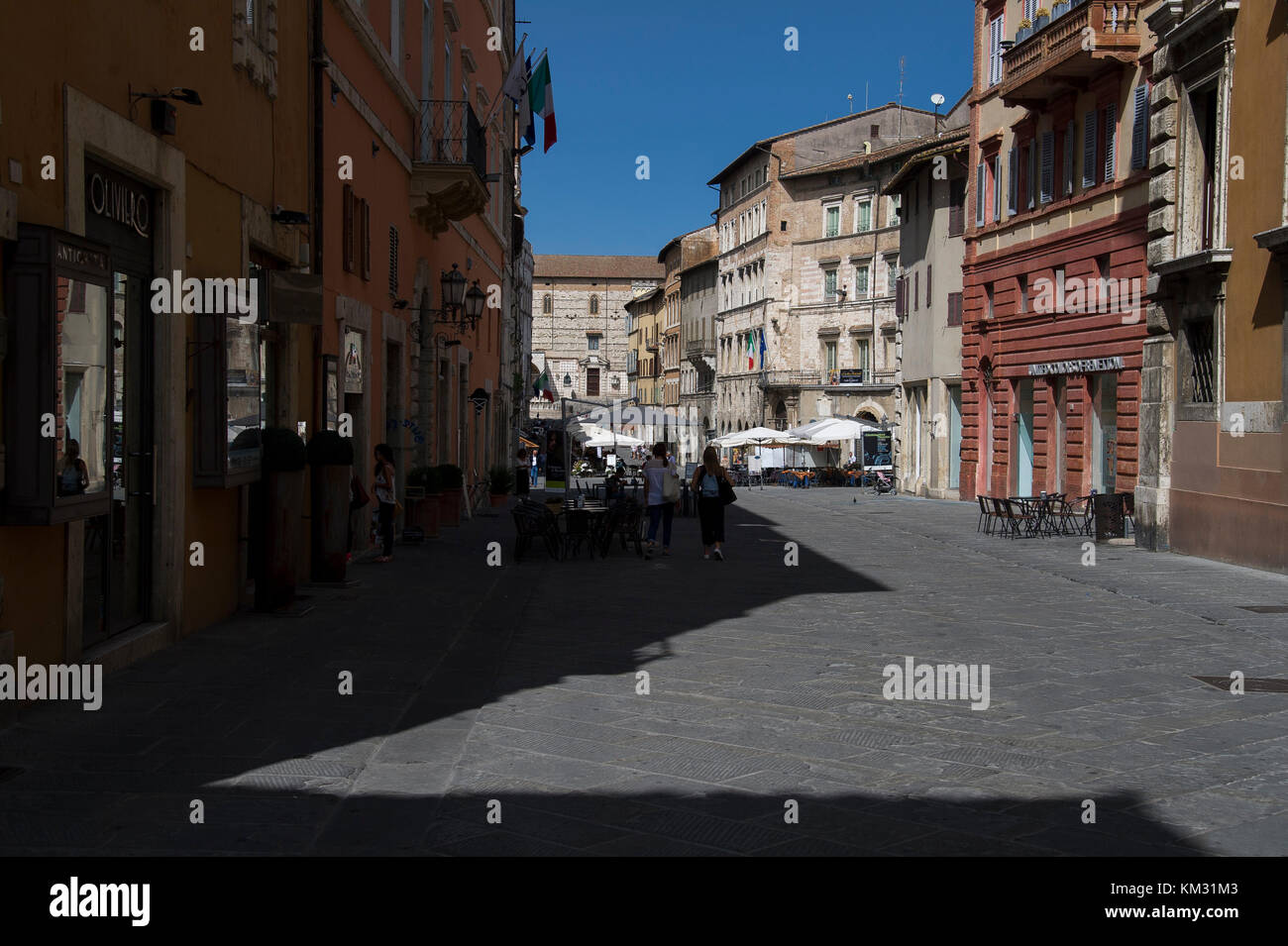 Corso Vannucci in Old Town in Perugia, Umbria, Italy. 27 August 2017 ...