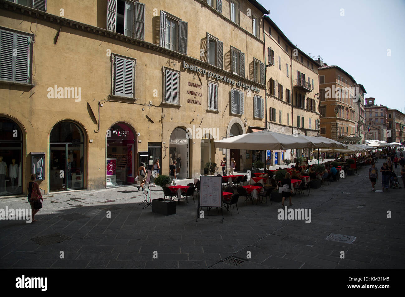 Corso Vannucci in Old Town in Perugia, Umbria, Italy. 27 August 2017 ...