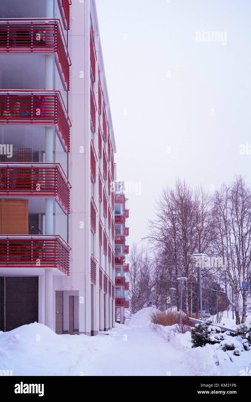 Modern apartment residential building in winter Stock Photo - Alamy