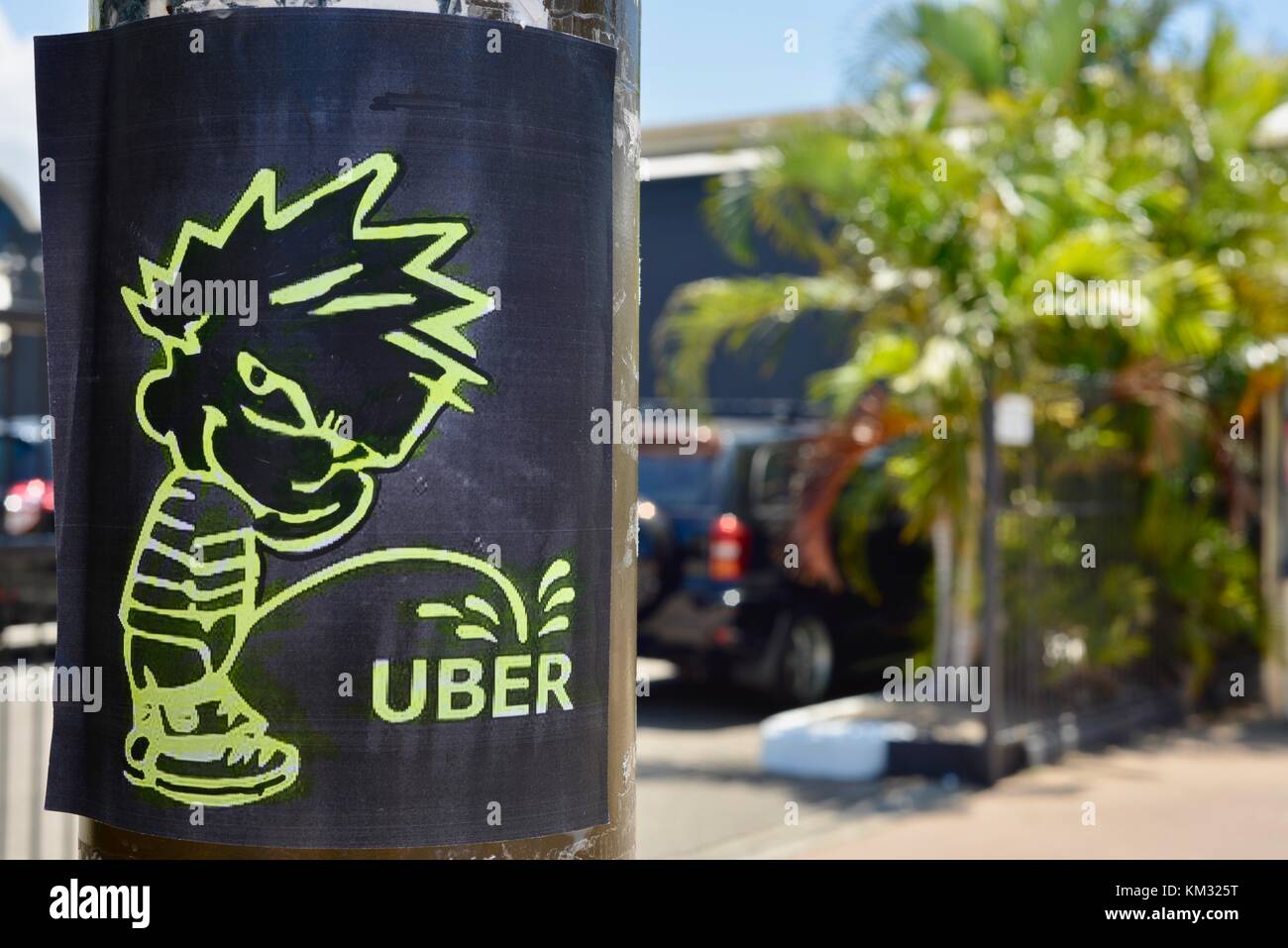 Anti uber cartoon near taxi stand, Townsville, Queensland, Australia ...