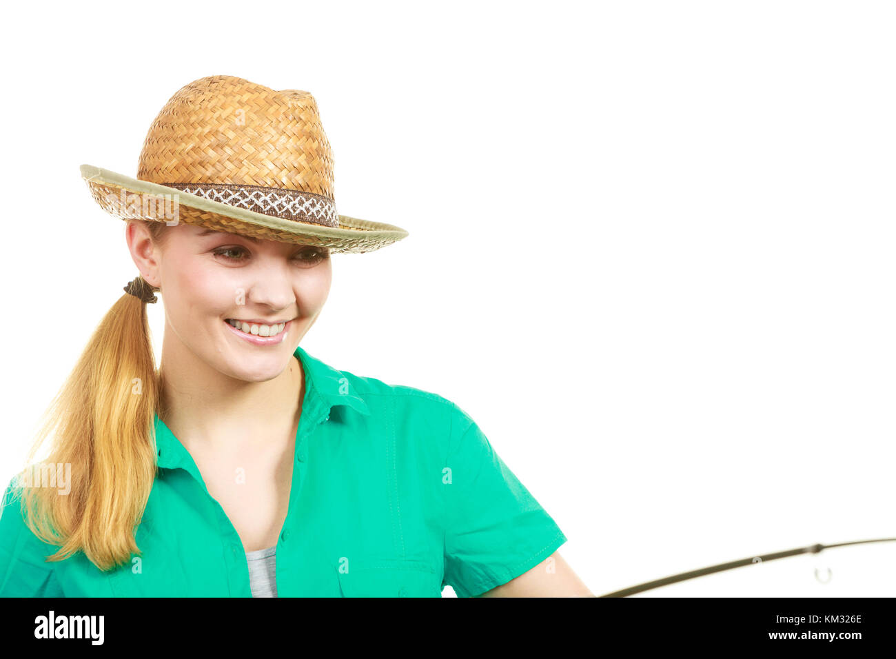 Fishery, spinning equipment, angling sport and activity concept. Happy ...