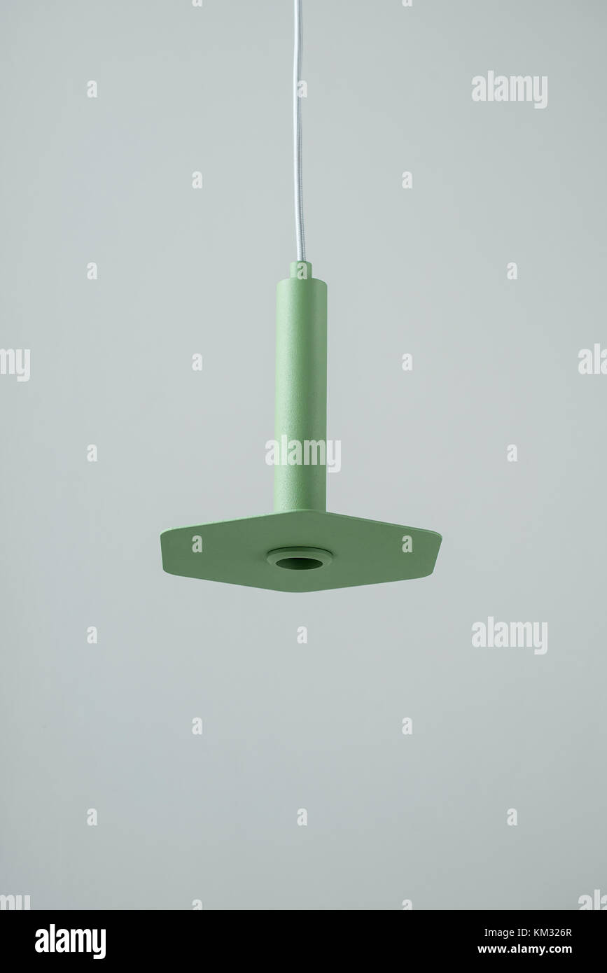 Metal hanging green lamp Stock Photo - Alamy