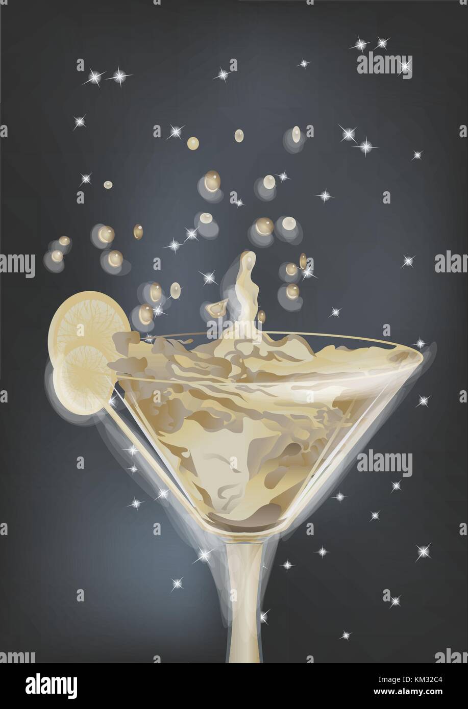 abstract cocktail with splash and lime and night sky Stock Vector Image ...
