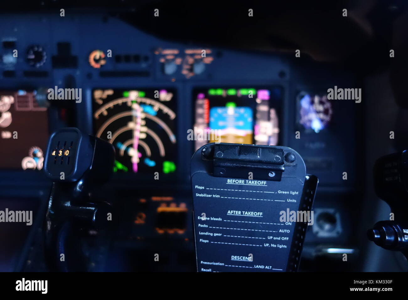 control column of a Boeing 737 with instrument at the background Stock ...