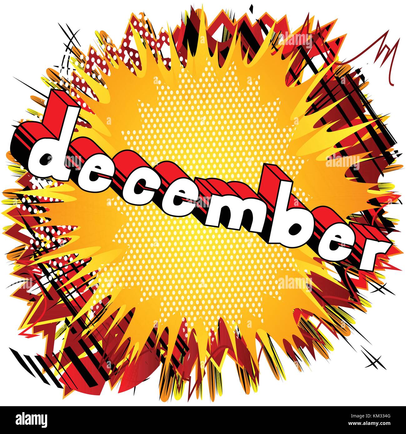 December - Comic book style word on abstract background Stock Vector ...
