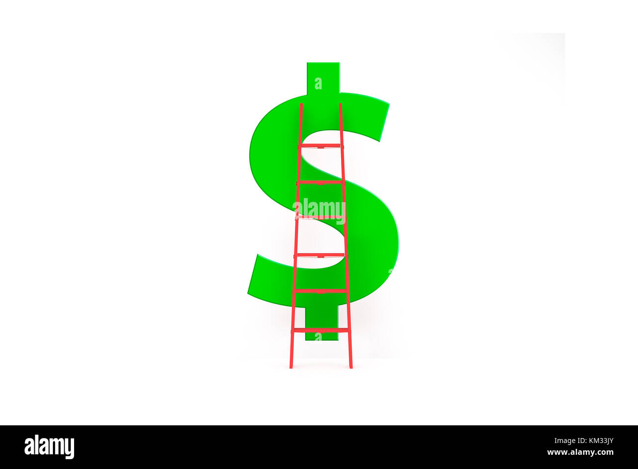 Illustrative green dollar sign with a ladder on finance concept ...