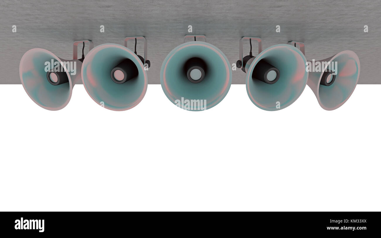 group of loudspeakers arround isolated on white. 3d rendering Stock ...