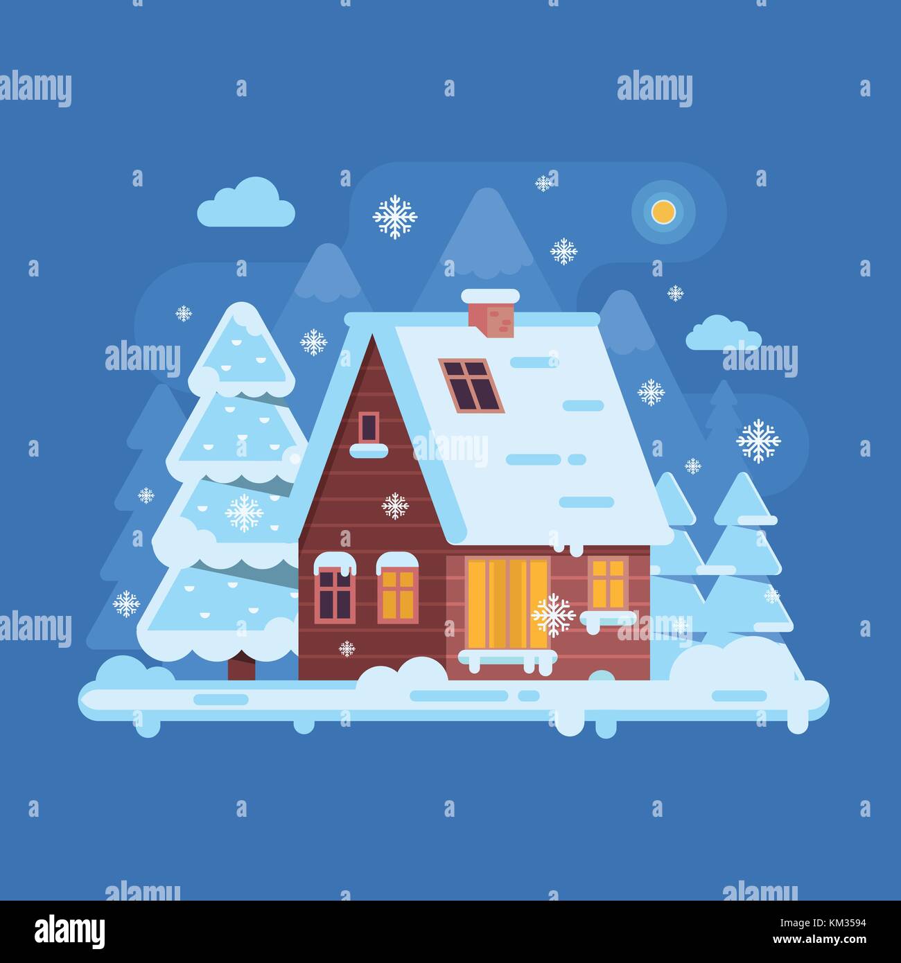 Log cabin scene Stock Vector Images - Alamy
