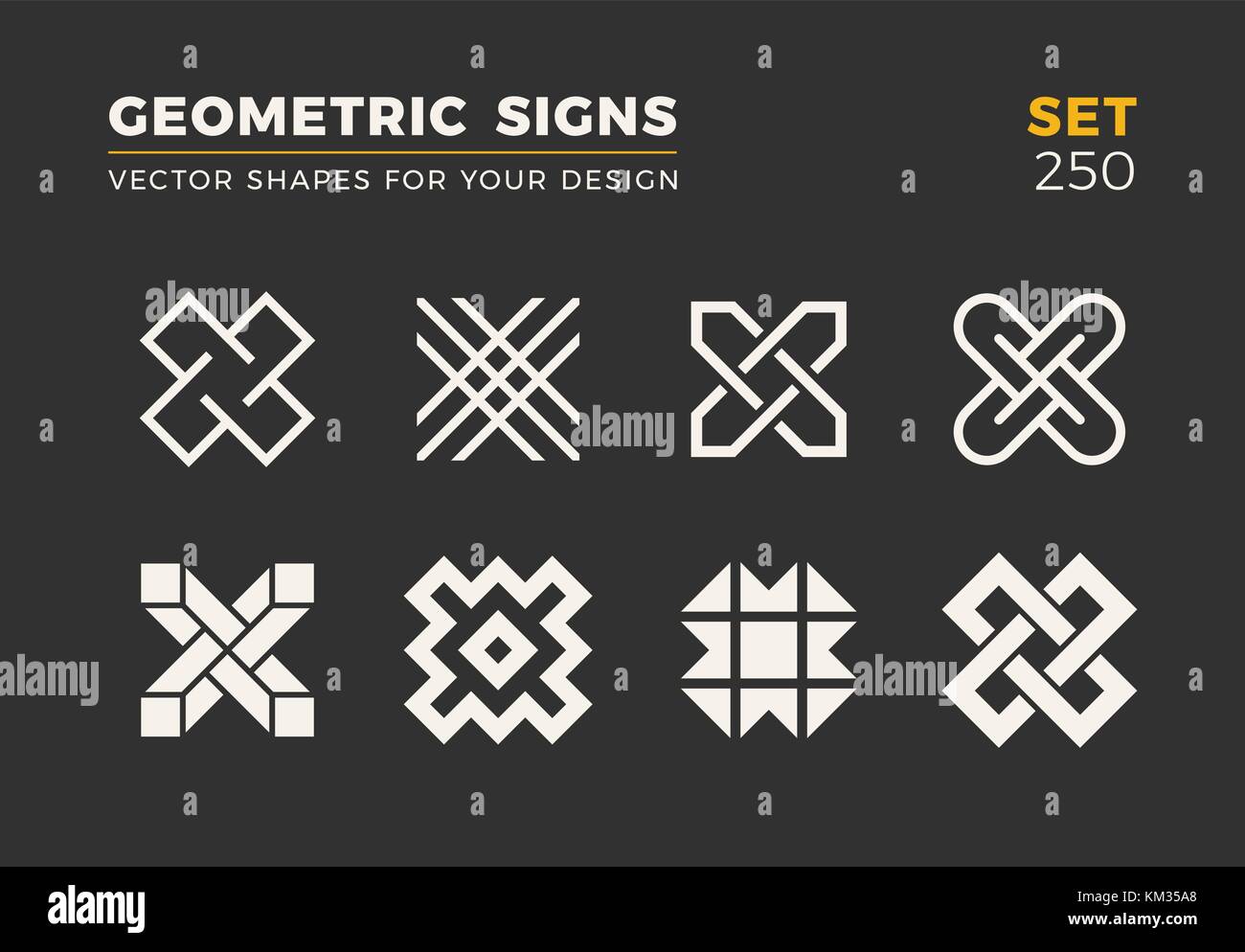Set of eight minimalistic trendy shapes. Stylish vector logo emblems ...