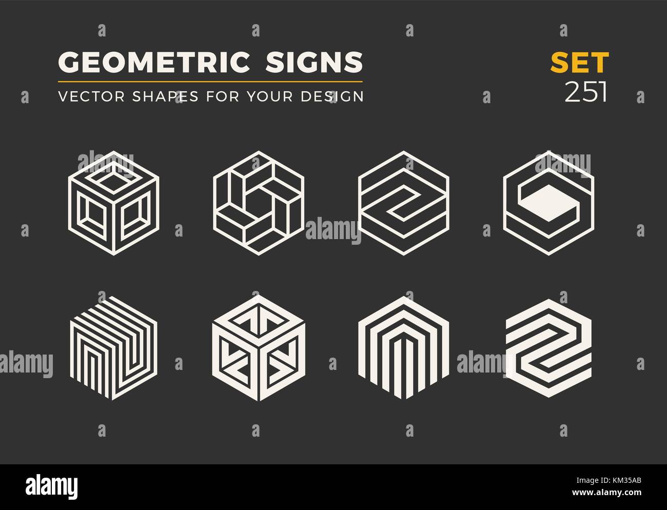 Set of eight minimalistic trendy shapes. Stylish vector logo emblems ...