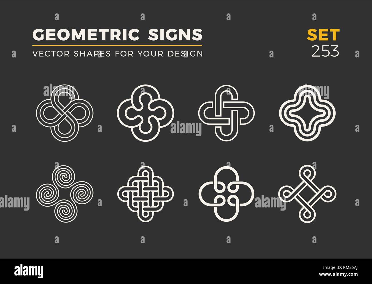 Set of eight minimalistic trendy shapes. Stylish vector logo emblems ...