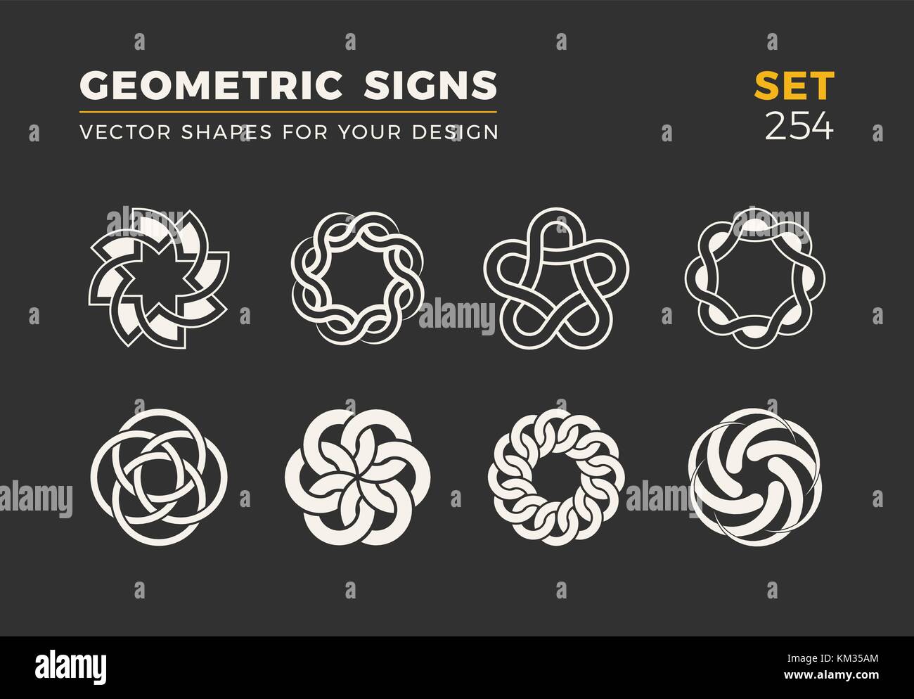 Set of eight minimalistic trendy shapes. Stylish vector logo emblems ...