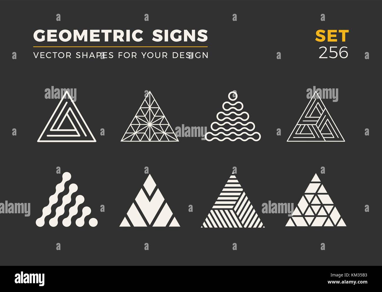 Set of eight minimalistic trendy shapes. Stylish vector logo emblems ...