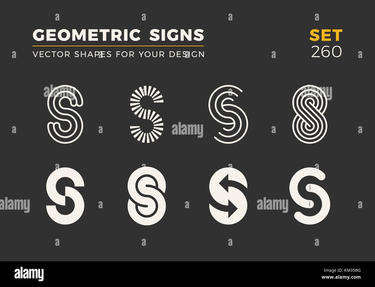 Set of eight minimalistic trendy shapes. Stylish vector logo emblems ...