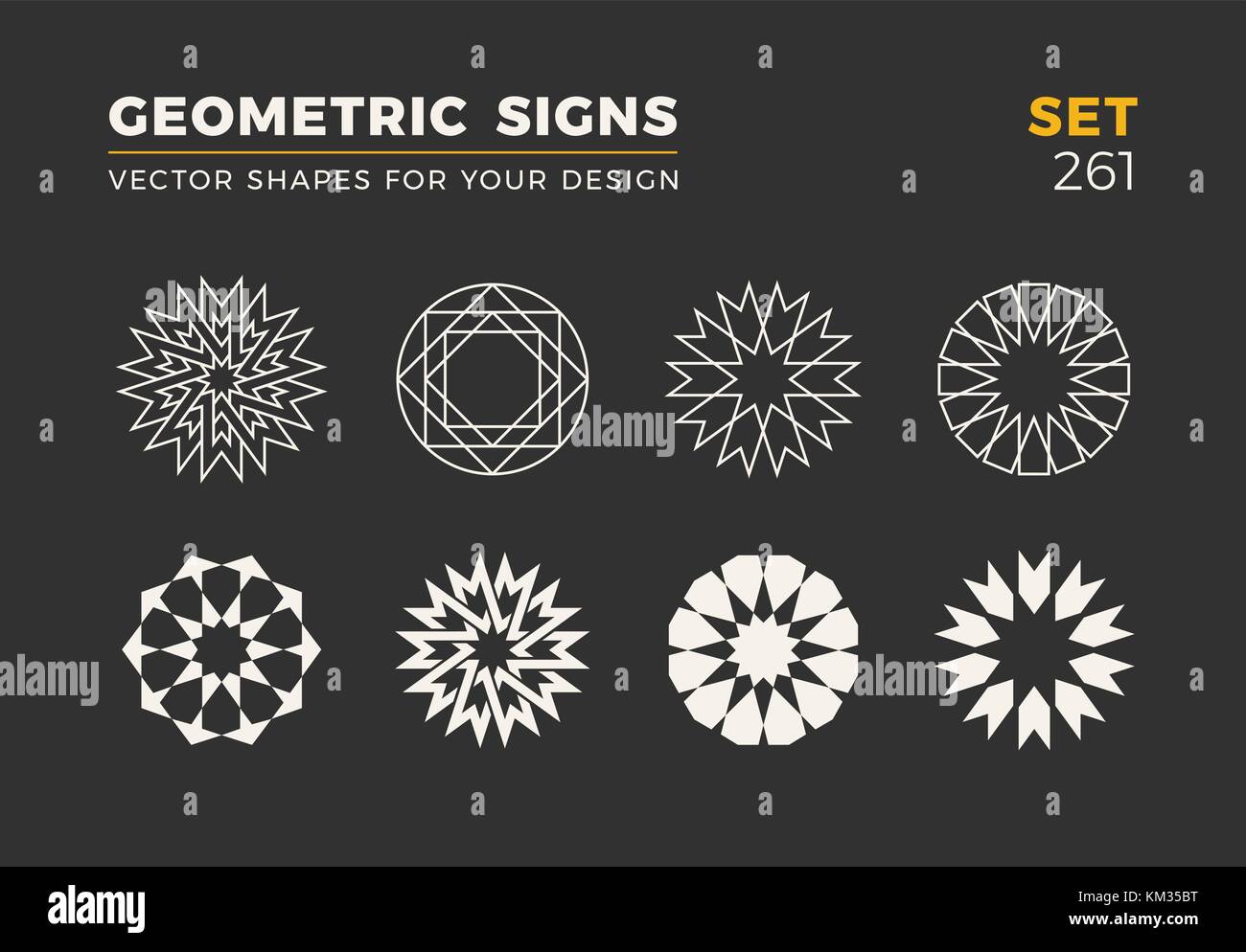 Set of eight minimalistic trendy shapes. Stylish vector logo emblems ...