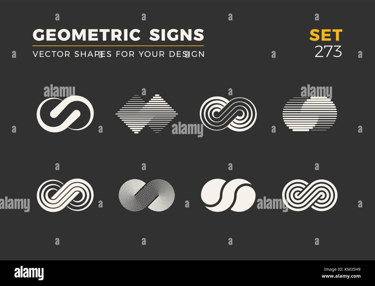 Set of eight minimalistic trendy shapes. Stylish vector logo emblems ...