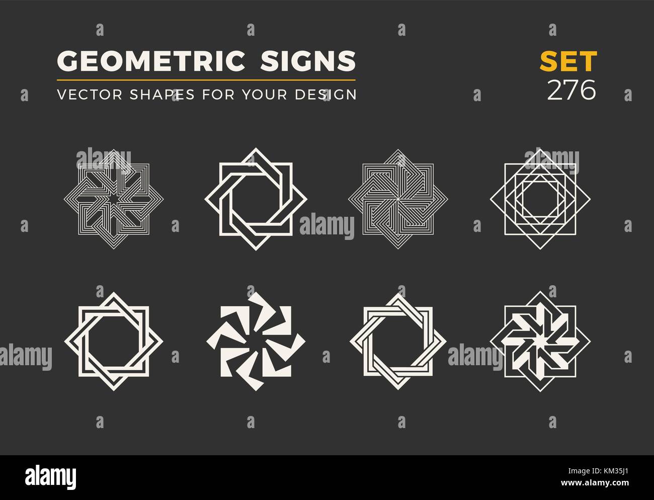 Set of eight minimalistic trendy shapes. Stylish vector logo emblems ...