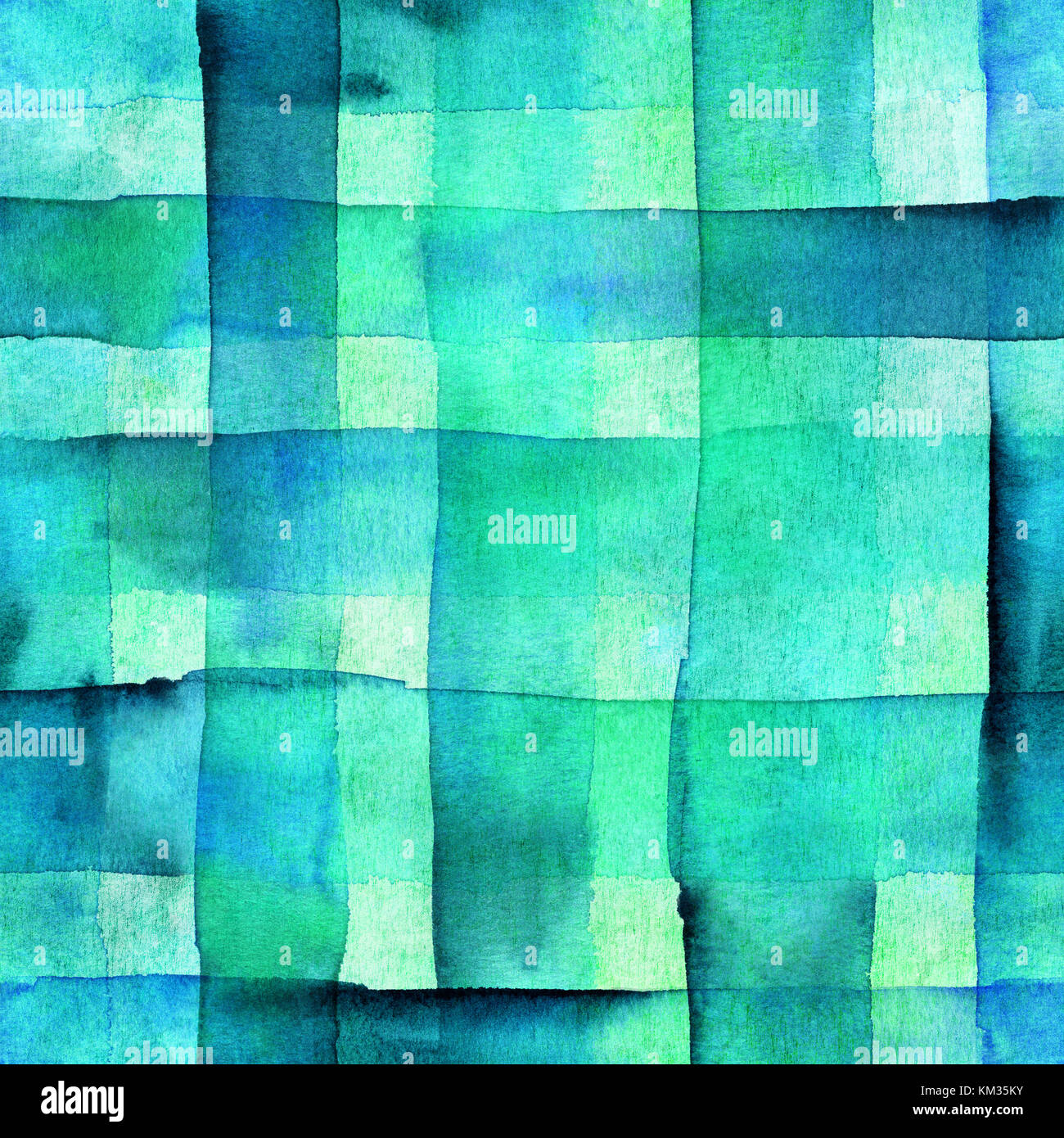 Seamless abstract watercolor texture with teal blue squares Stock Photo ...