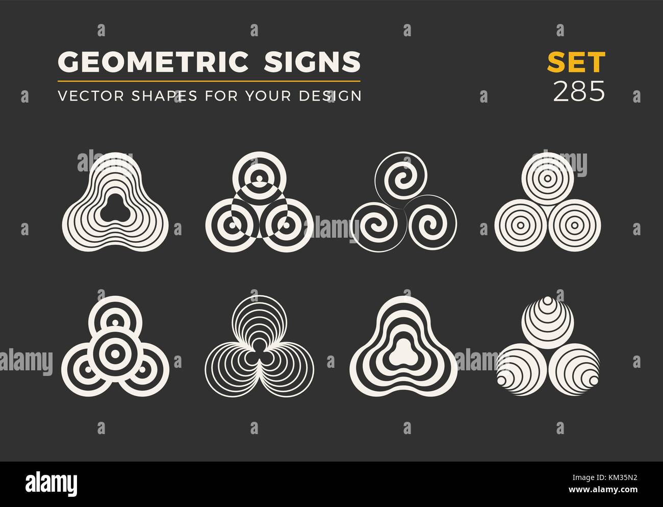 Set of eight minimalistic trendy shapes. Stylish vector logo emblems ...