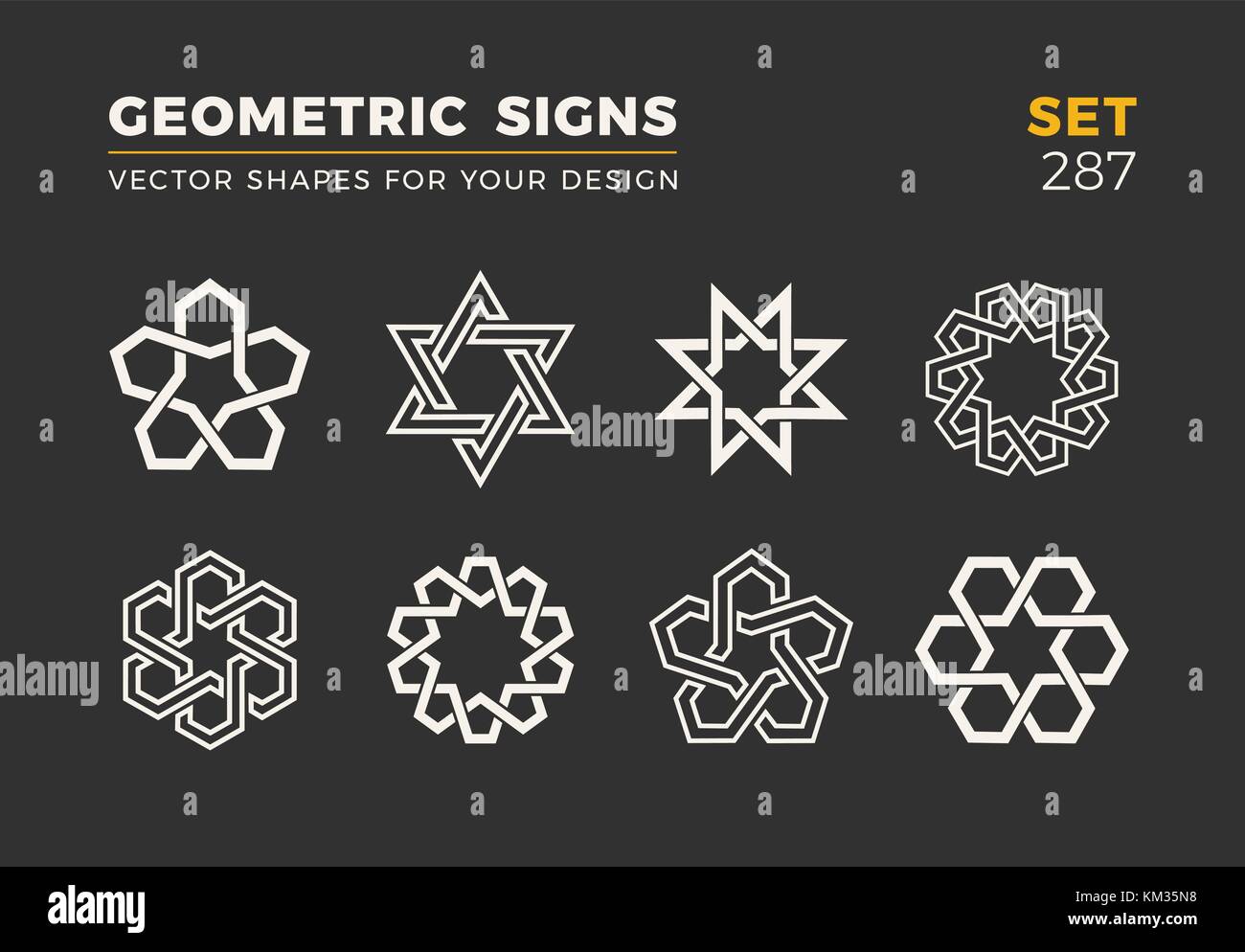 Set of eight minimalistic trendy shapes. Stylish vector logo emblems ...