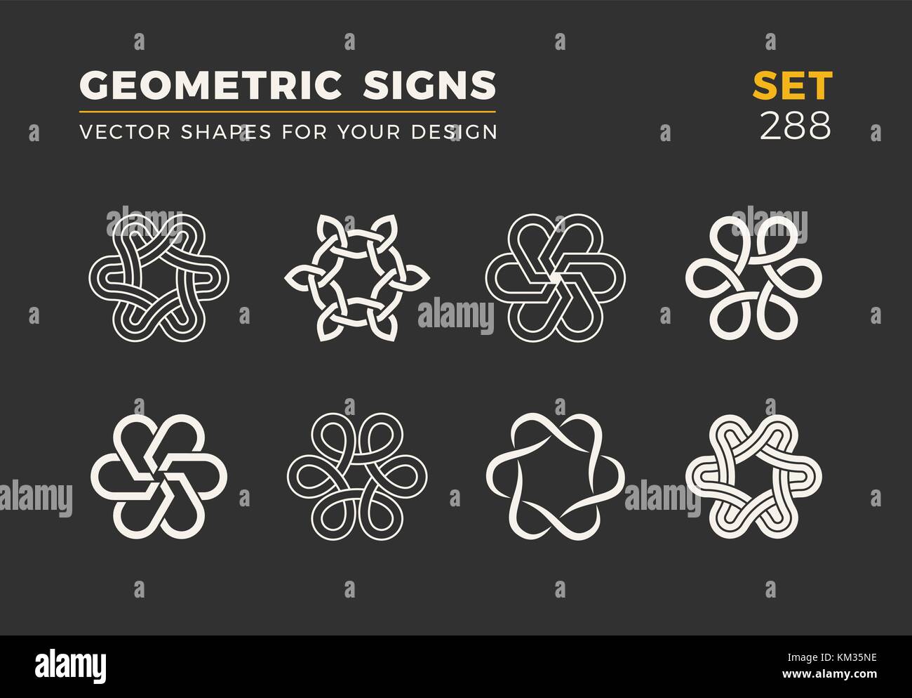 Set of eight minimalistic trendy shapes. Stylish vector logo emblems ...
