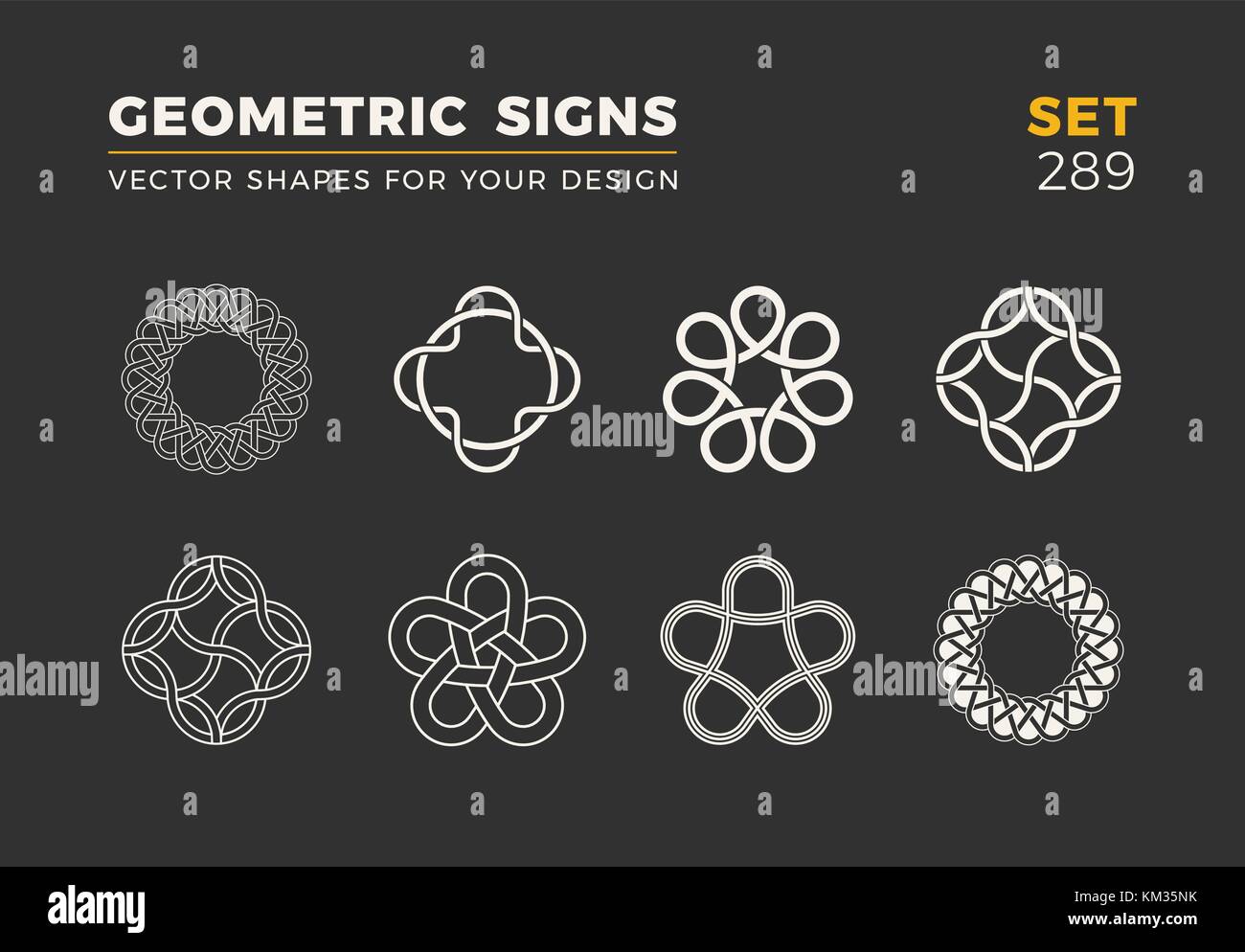 Set of eight minimalistic trendy shapes. Stylish vector logo emblems ...