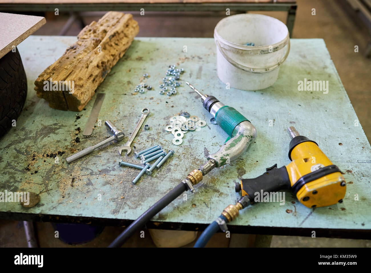 Many tools on the table Stock Photo - Alamy