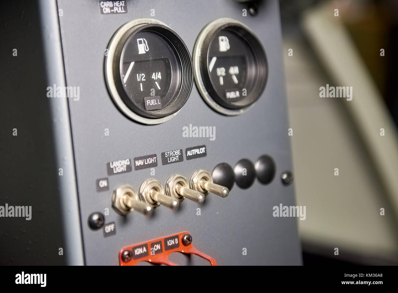 Airplane dashboard, fuel indicator Stock Photo - Alamy