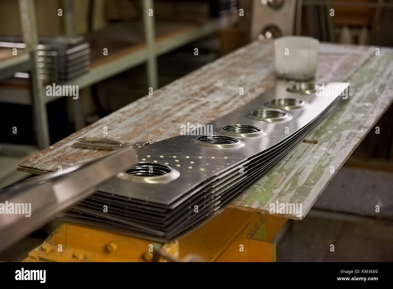 Aircraft parts on workshop desk Stock Photo - Alamy