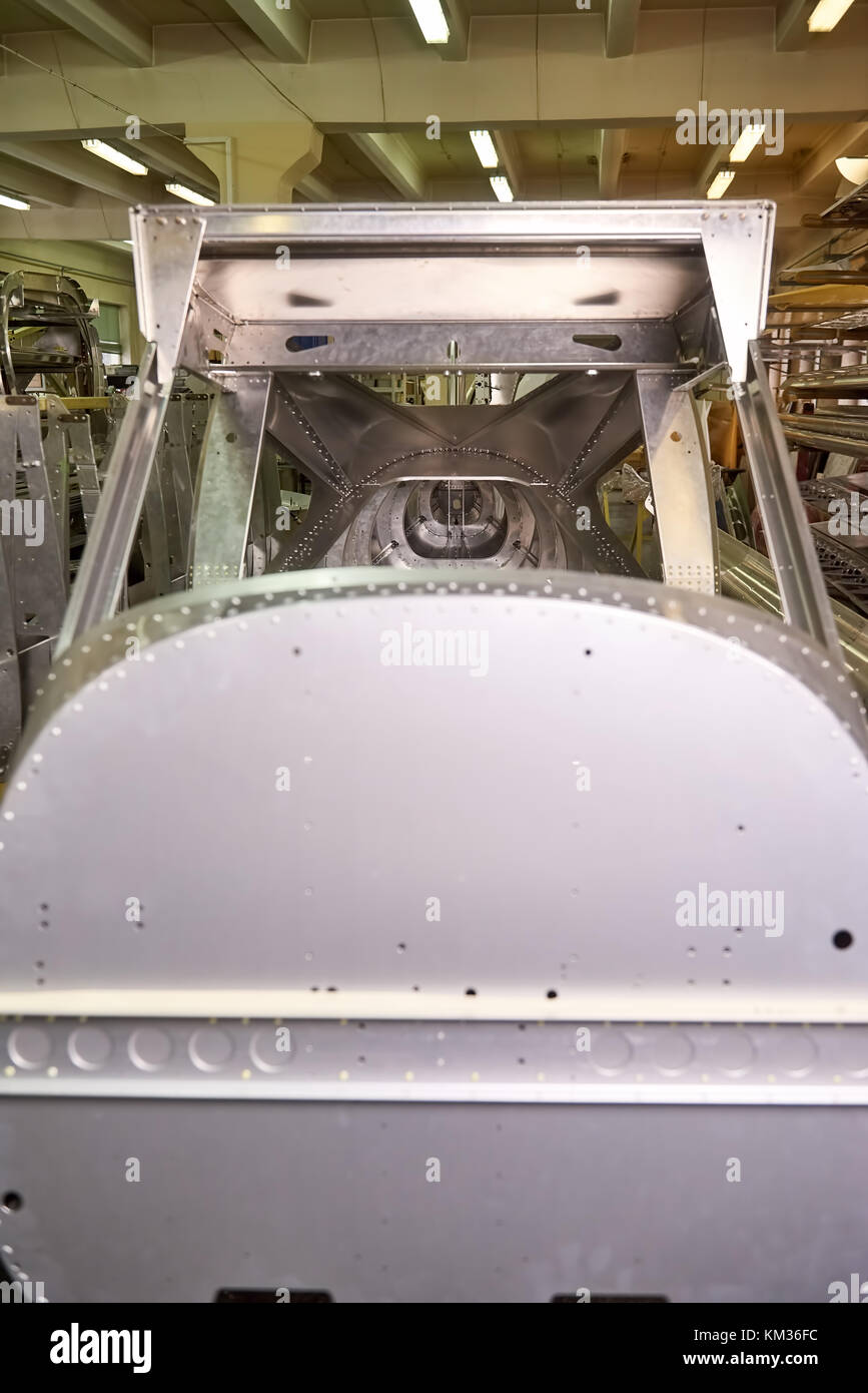 Light airplane body part, workshop Stock Photo - Alamy