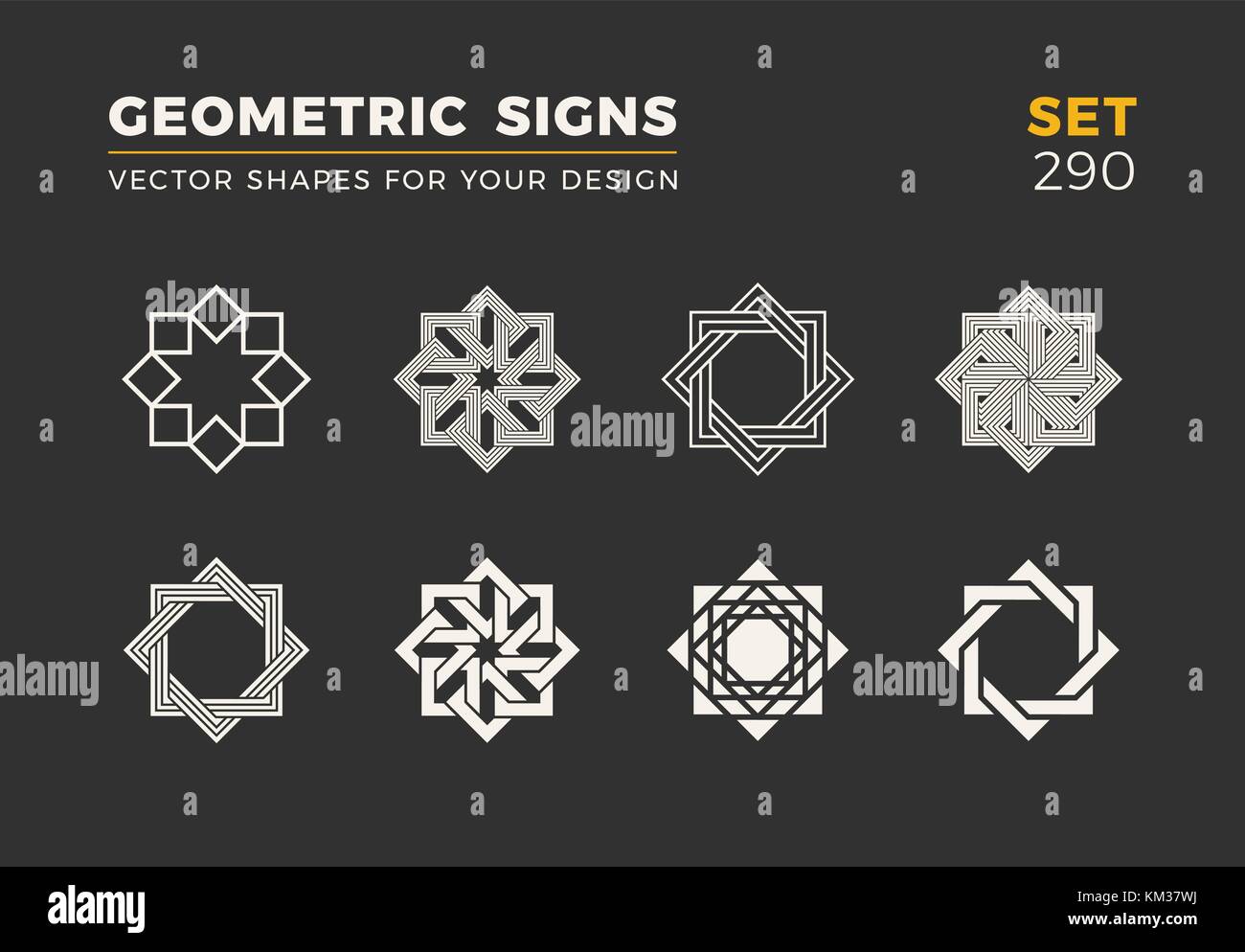 Set of eight minimalistic trendy shapes. Stylish vector logo emblems ...