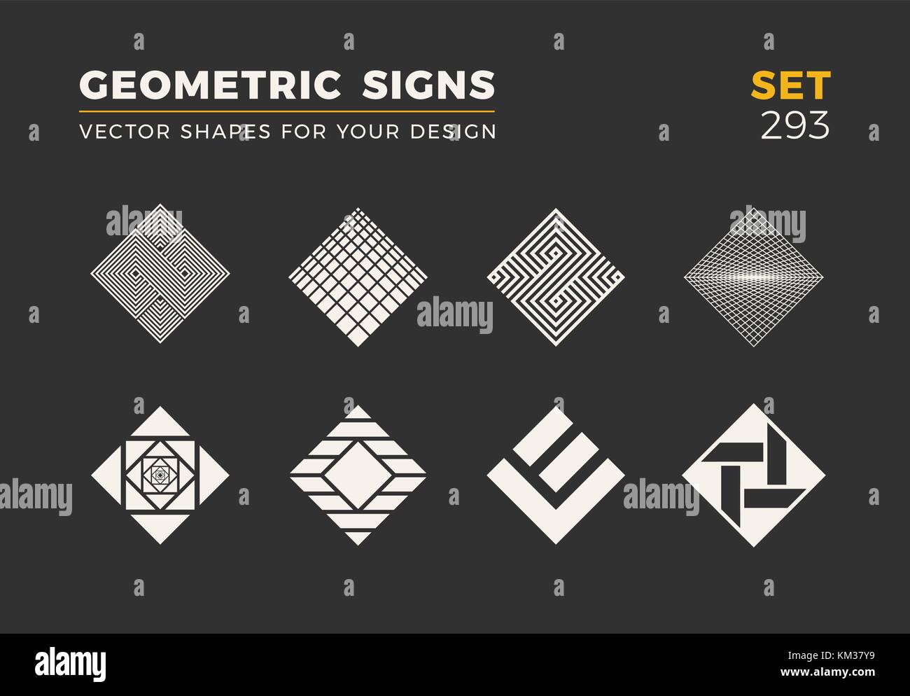 Set of eight minimalistic trendy shapes. Stylish vector logo emblems ...