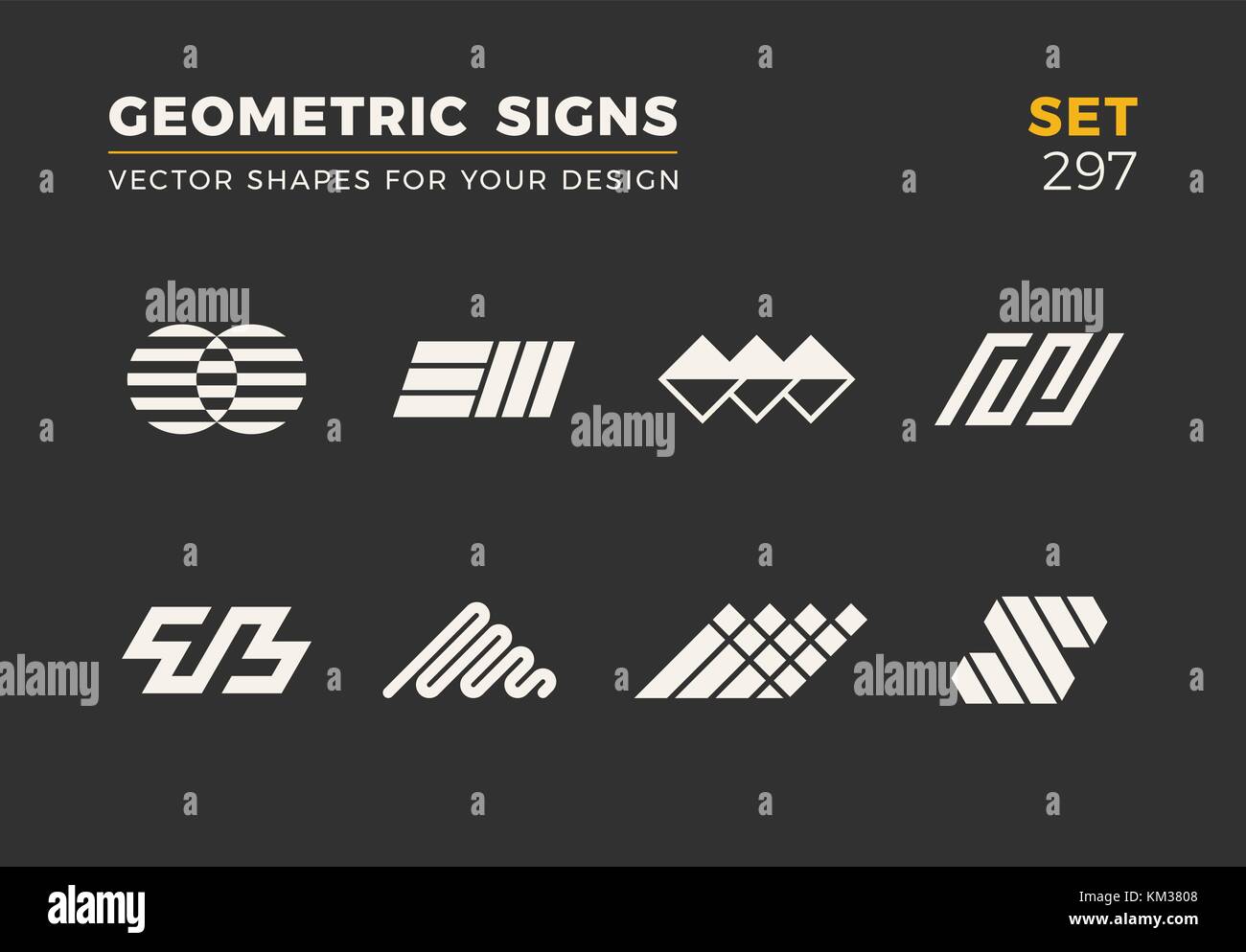 Set of eight minimalistic trendy shapes. Stylish vector logo emblems ...